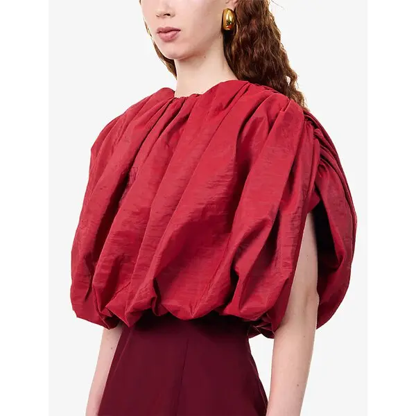 Magda Butrym Puffed-bodice Fitted Silk-blend Mini Dress