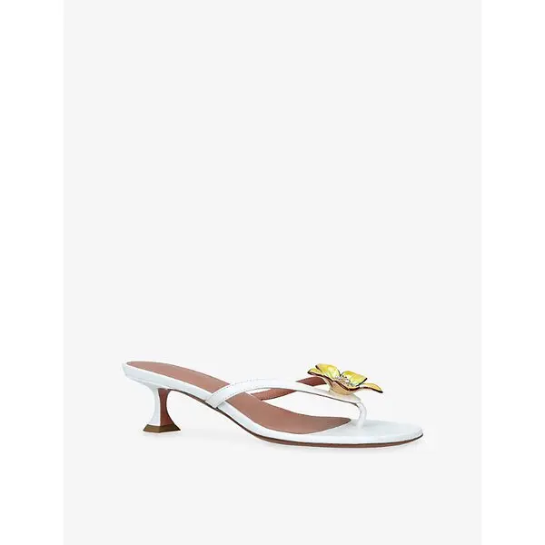 Amina Muaddi Vittoria 45 Slingback Leather Sandals