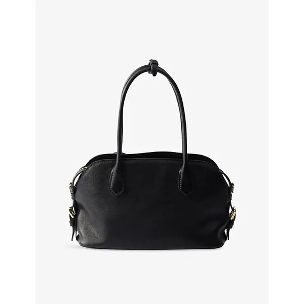 Prada Signet Medium Leather Tote Bag - Black