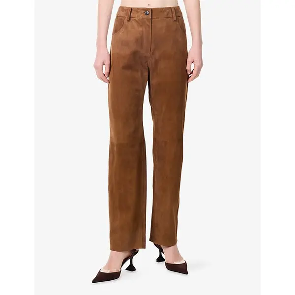 Magda Butrym High-rise Straight-leg Suede Trousers