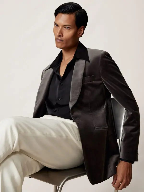 REISS Single-breasted Velvet Blazer Tailored-fit