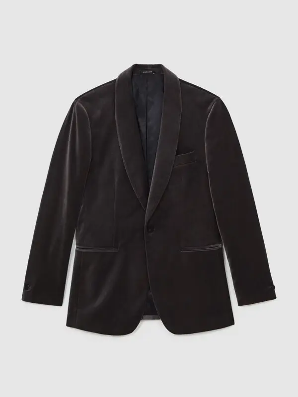 REISS Single-breasted Velvet Blazer Tailored-fit