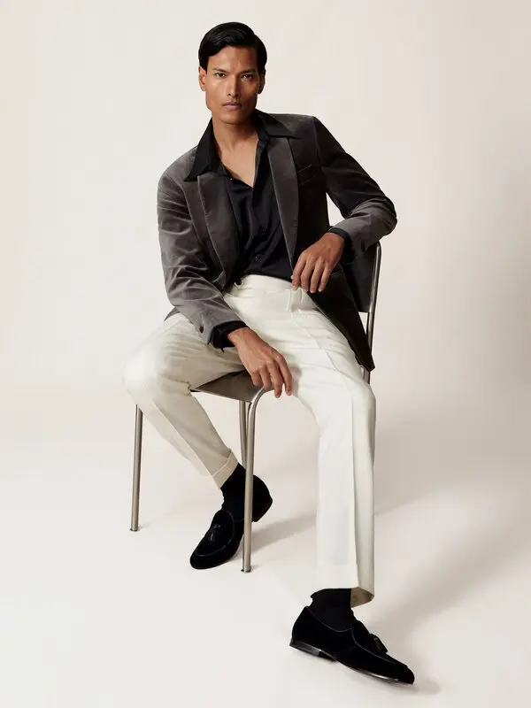 REISS Single-breasted Velvet Blazer Tailored-fit