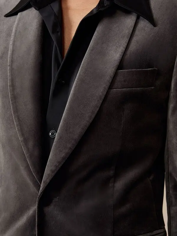 REISS Single-breasted Velvet Blazer Tailored-fit