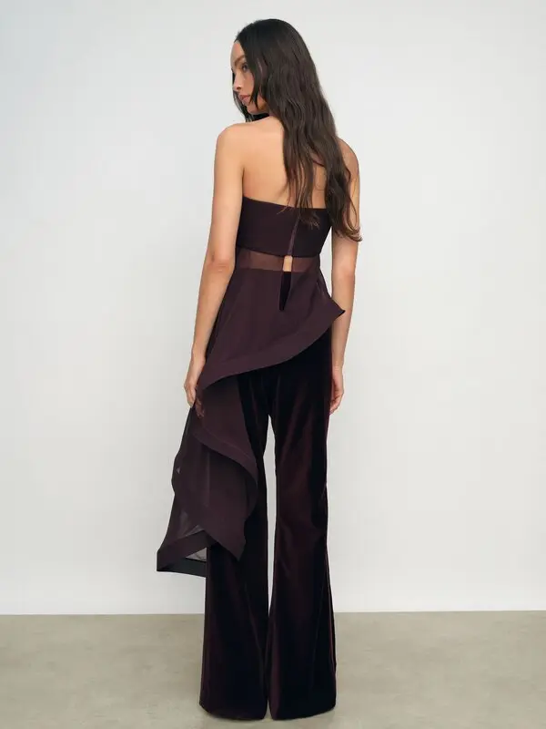 REISS Rhianna Silk Asymmetric Ruffle Bandeau Top