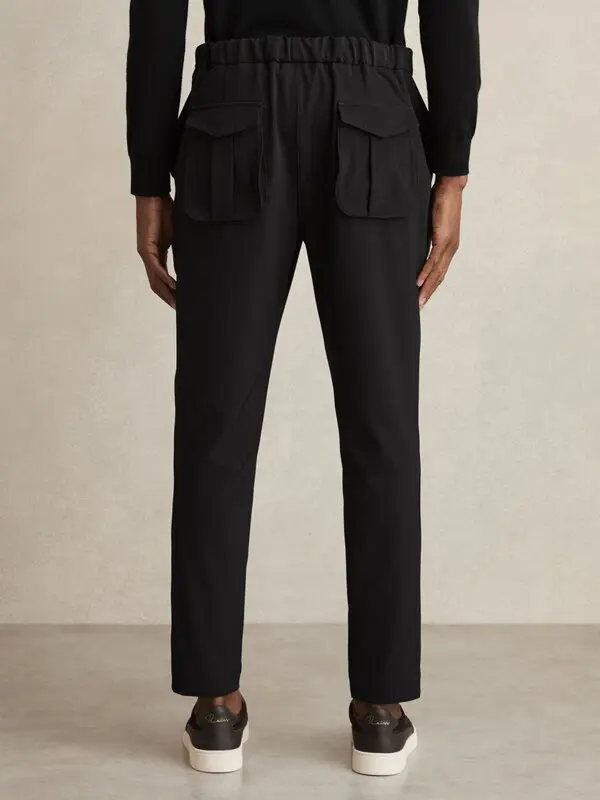 REISS Belted Technical Tapered Trousers