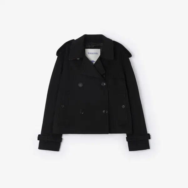 Burberry Cropped Cashmere Mayfair Trench Jacket - Black