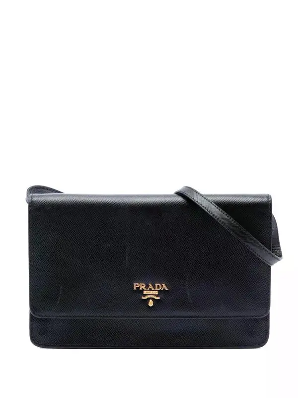 Prada 2010-2026 Saffiano Wallet On Strap Crossbody Bag