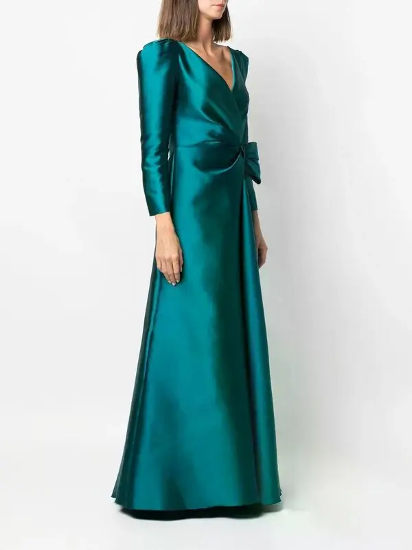 Alberta Ferretti Bow-embellished Satin Gown