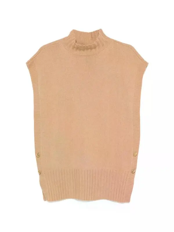 TWINSET High Neck Knitted Vest With Button Detailing - Neutrals