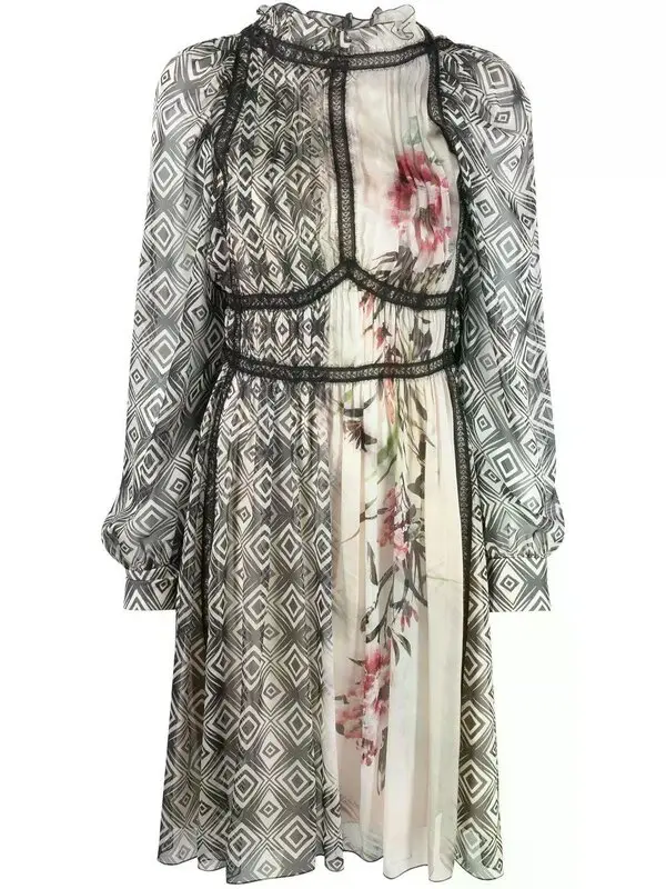 Alberta Ferretti Geometric-print Satin Dress