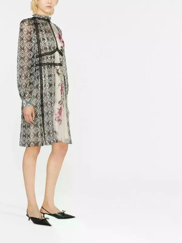 Alberta Ferretti Geometric-print Satin Dress