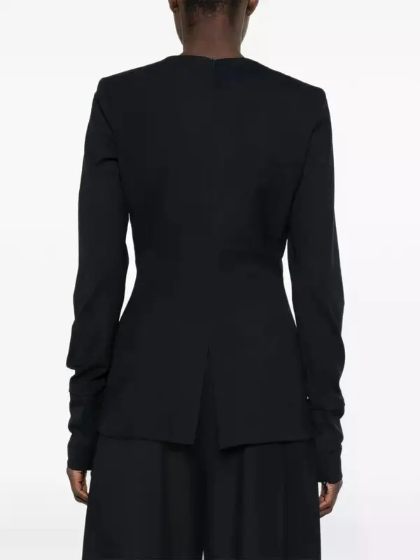 THELATEST Long-sleeve Rear-slit Blouse