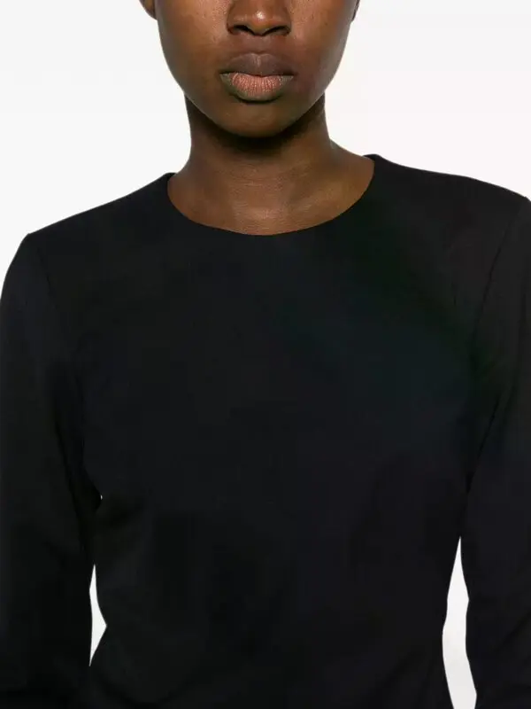 THELATEST Long-sleeve Rear-slit Blouse