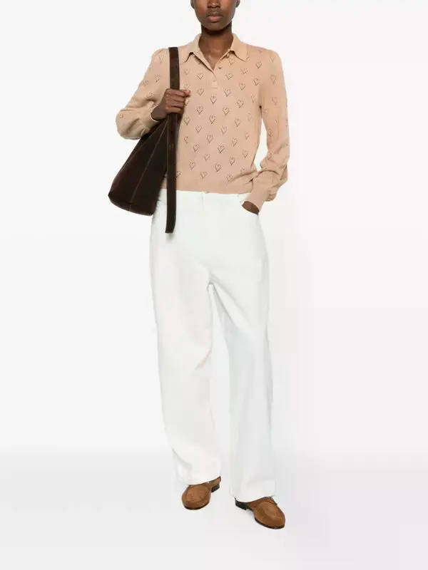 TWINSET Pointelle Knit Polo Shirt