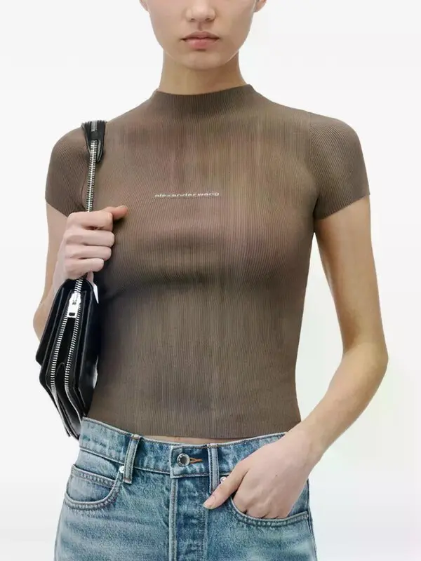 Alexander Wang Ribbed-knit Jacquard-logo Top