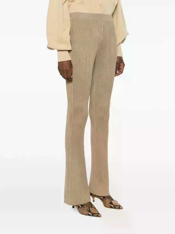 Eric Bompard Rib-knit High-waisted Palazzo Pants