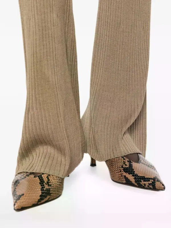 Eric Bompard Rib-knit High-waisted Palazzo Pants