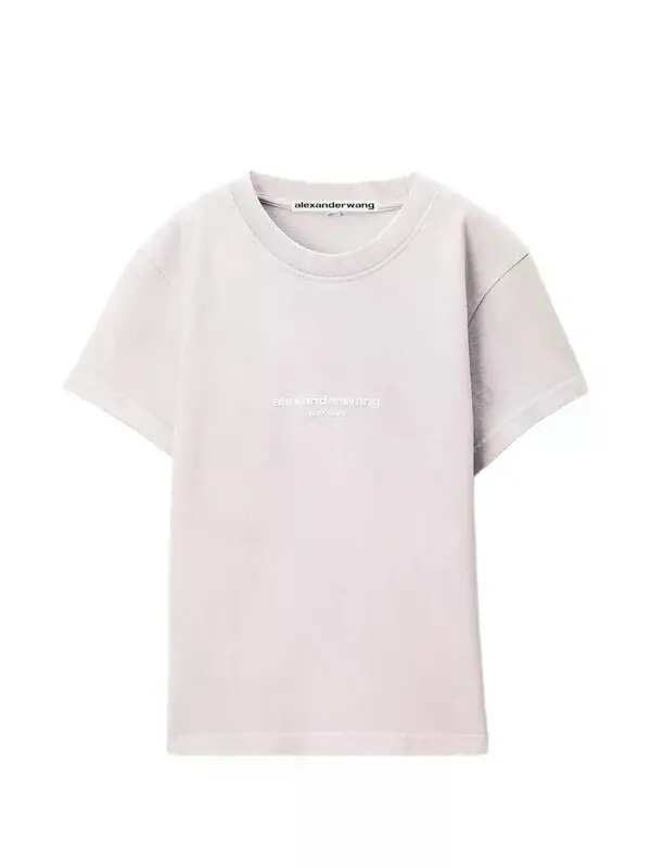 Alexander Wang Logo Print Shrunken Short Sleeve T-shirt - Pink