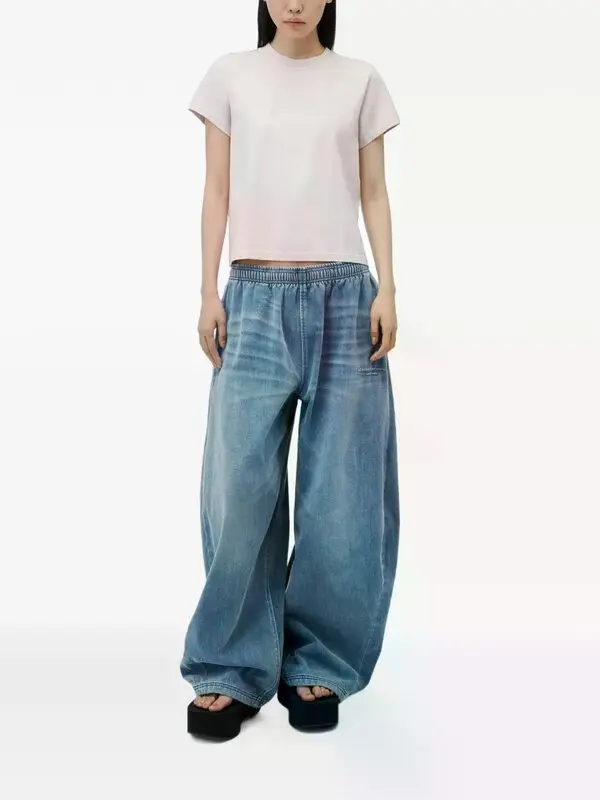 Alexander Wang Logo Print Shrunken Short Sleeve T-shirt