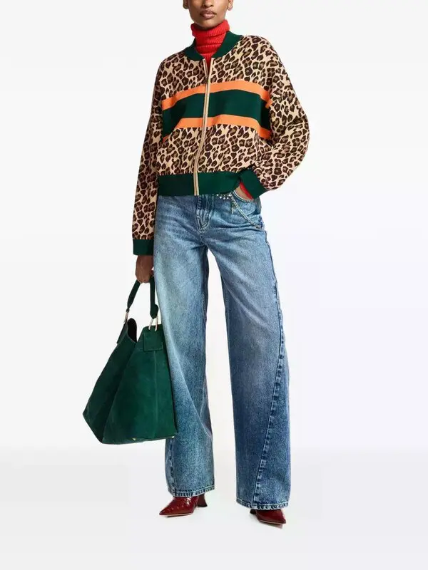 Essentiel Antwerp Kutie Leopard-print Zip-up Cardigan