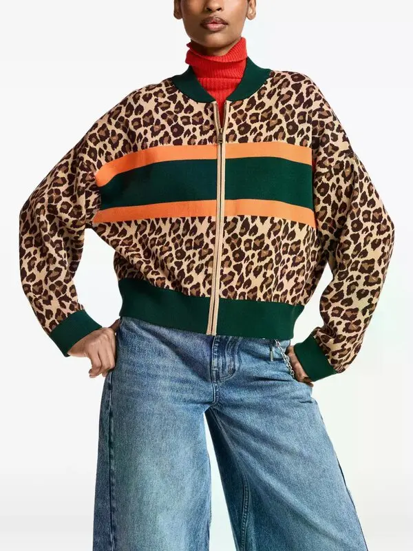 Essentiel Antwerp Kutie Leopard-print Zip-up Cardigan
