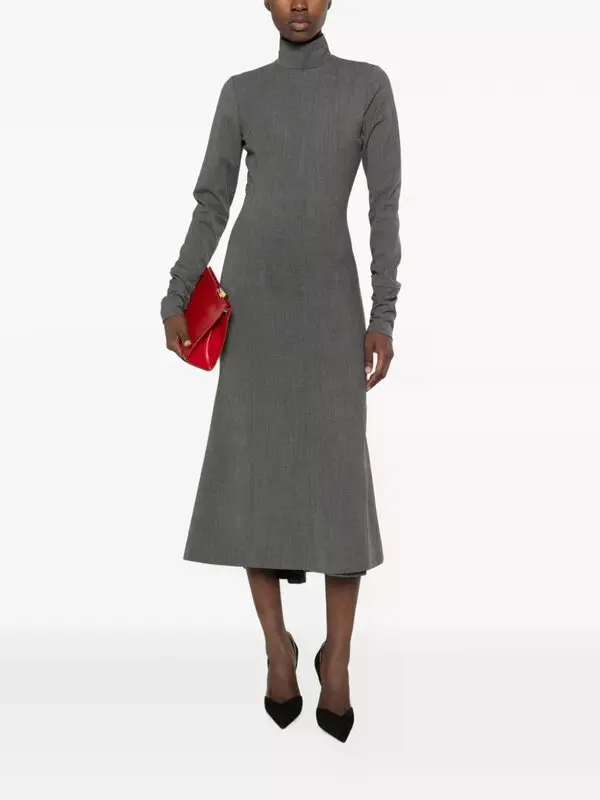 THELATEST High Neck Midi Dress With Flared Hem