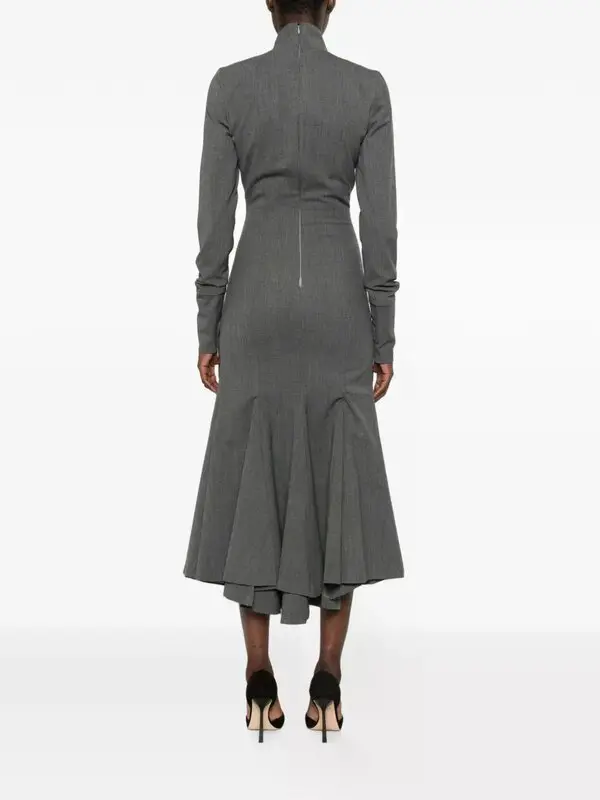 THELATEST High Neck Midi Dress With Flared Hem
