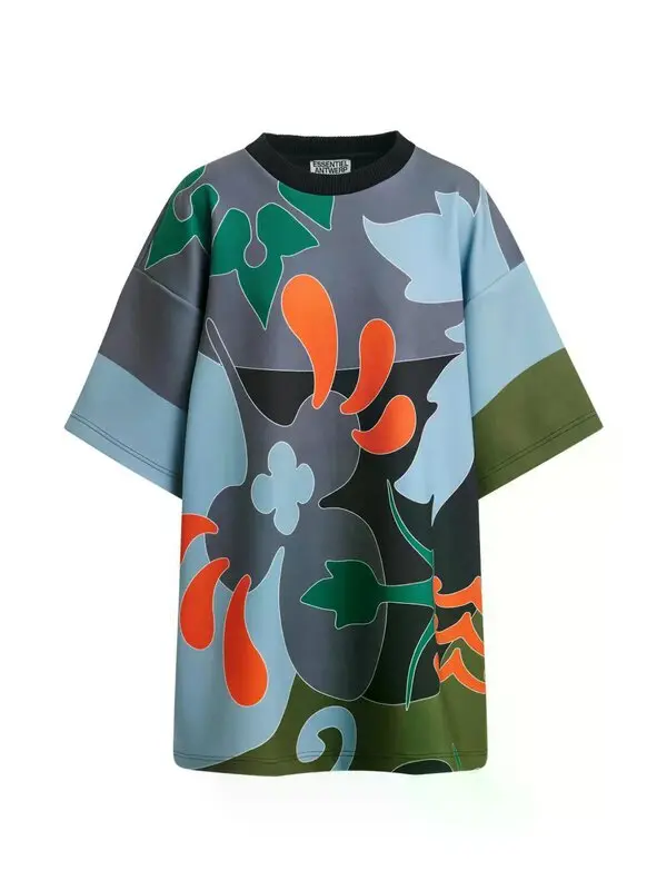 Essentiel Antwerp Floral-print Mini T-shirt Dress - Grey