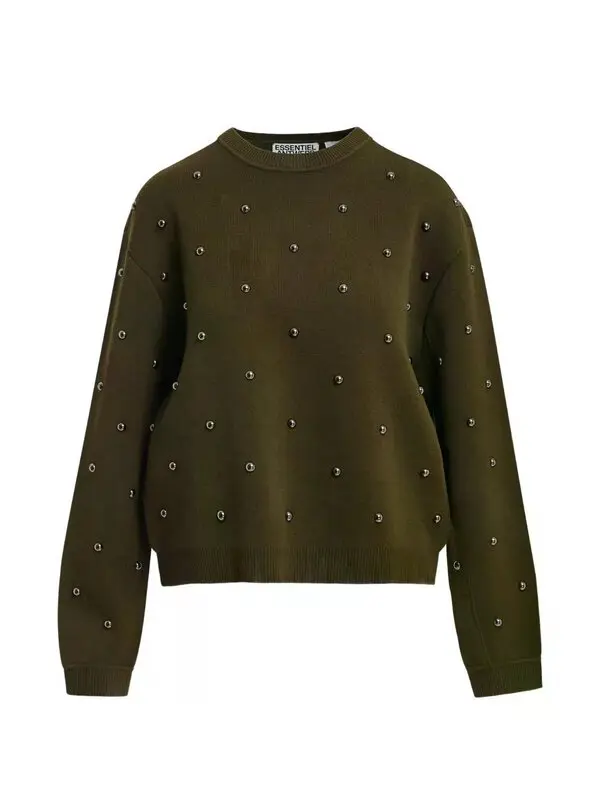 Essentiel Antwerp Klou Stud-embellished Crew Neck Sweater - Green