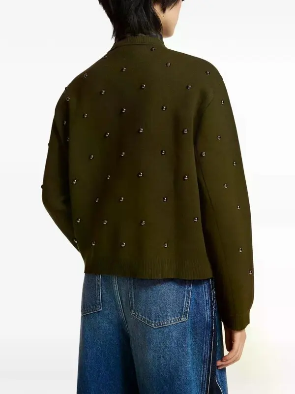 Essentiel Antwerp Klou Stud-embellished Crew Neck Sweater - Green