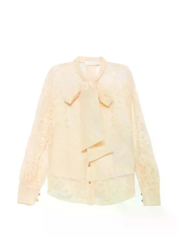 Zimmermann Pussy-bow Lace Blouse - Neutrals
