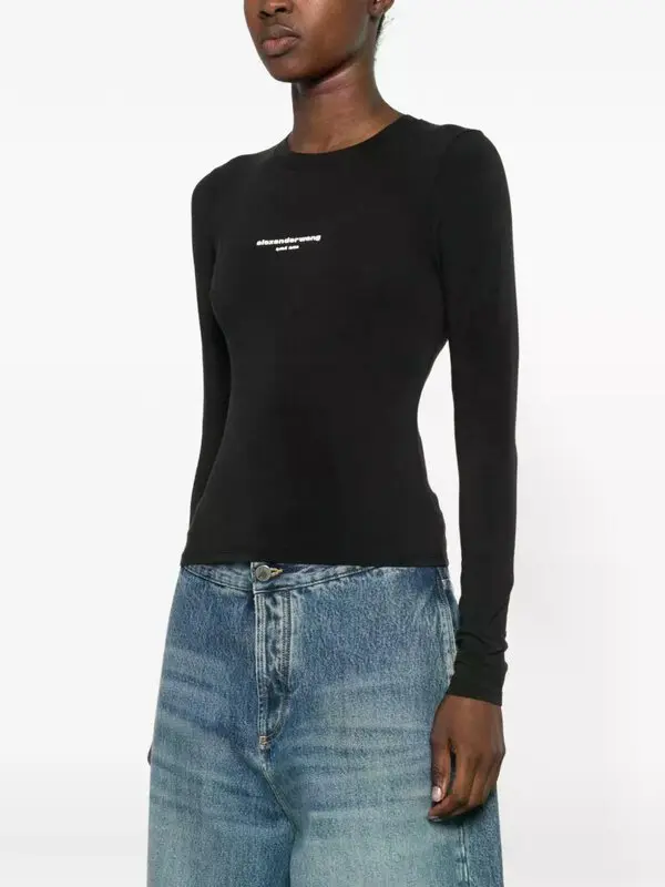 Alexander Wang Fitted Ls T-shirt W/ Logo Print