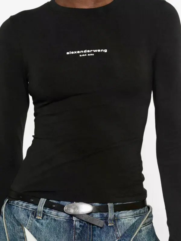 Alexander Wang Fitted Ls T-shirt W/ Logo Print