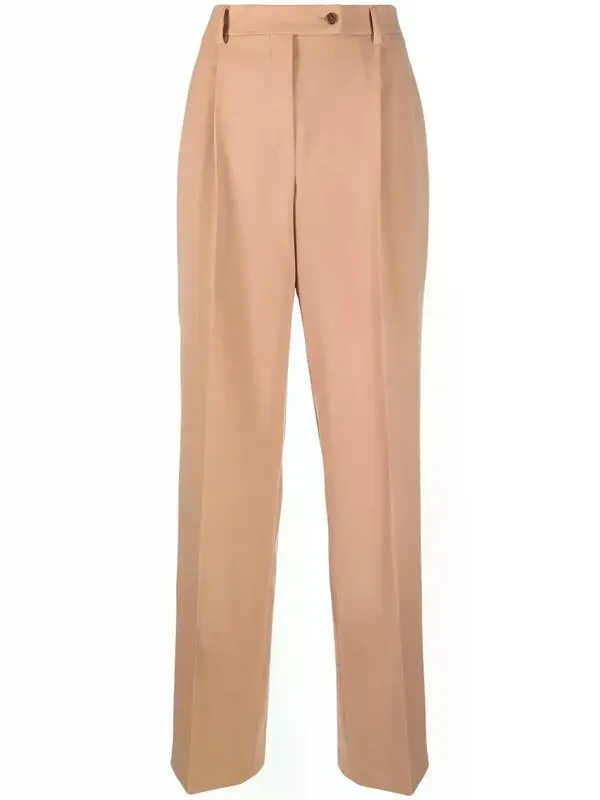 Alberta Ferretti High-waisted Straight-leg Trousers - Neutrals