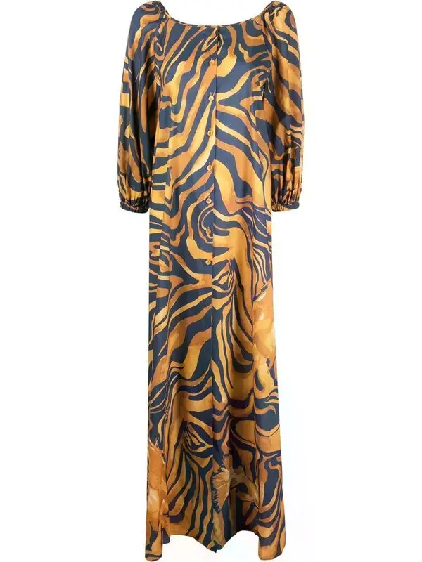 Alberta Ferretti Swirl Print Full-length Dress - Black