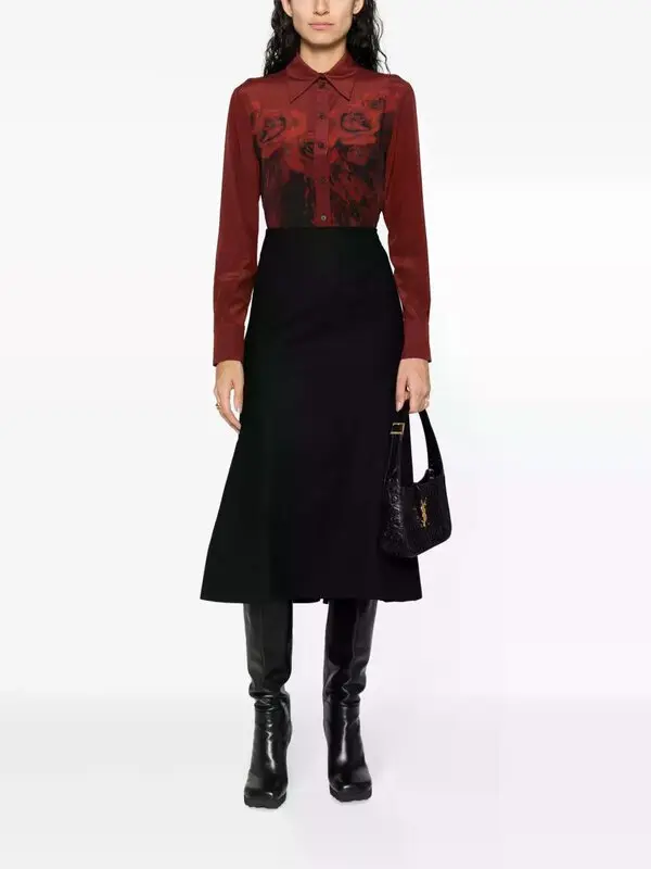 Alberta Ferretti Rose-print Silk Shirt