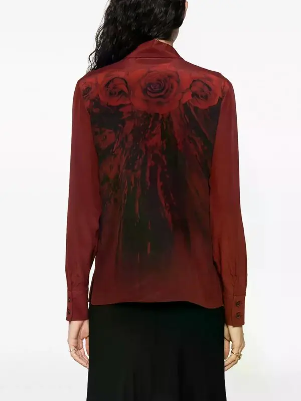 Alberta Ferretti Rose-print Silk Shirt