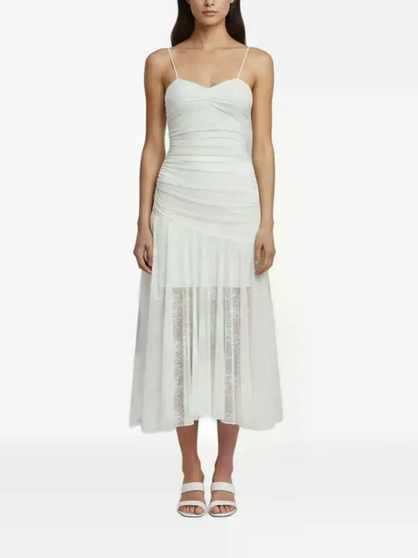 424 Adela Draped Lace Midi Dress - White