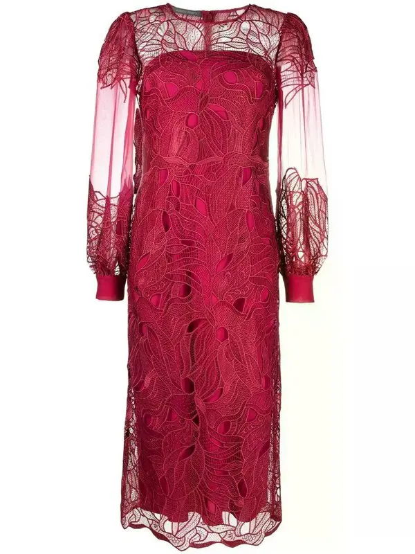 Alberta Ferretti Lace-overlay Midi Dress