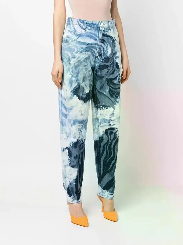 Alberta Ferretti Graphic Print Tapered Jeans