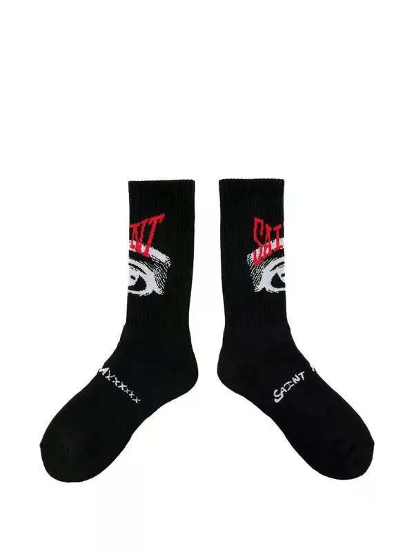 SAINT MXXXXXX Eye Ribbed Socks - Black