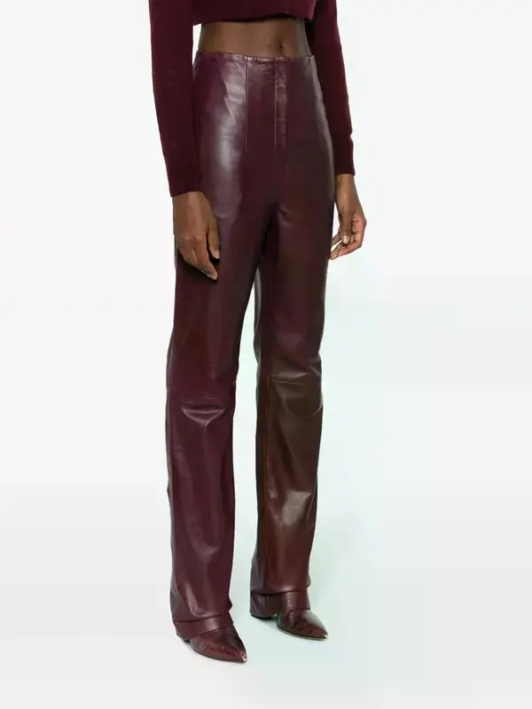 Alberta Ferretti High-waist Flared Leather Trousers