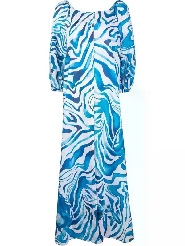 Alberta Ferretti Swirl Print Dress - Blue