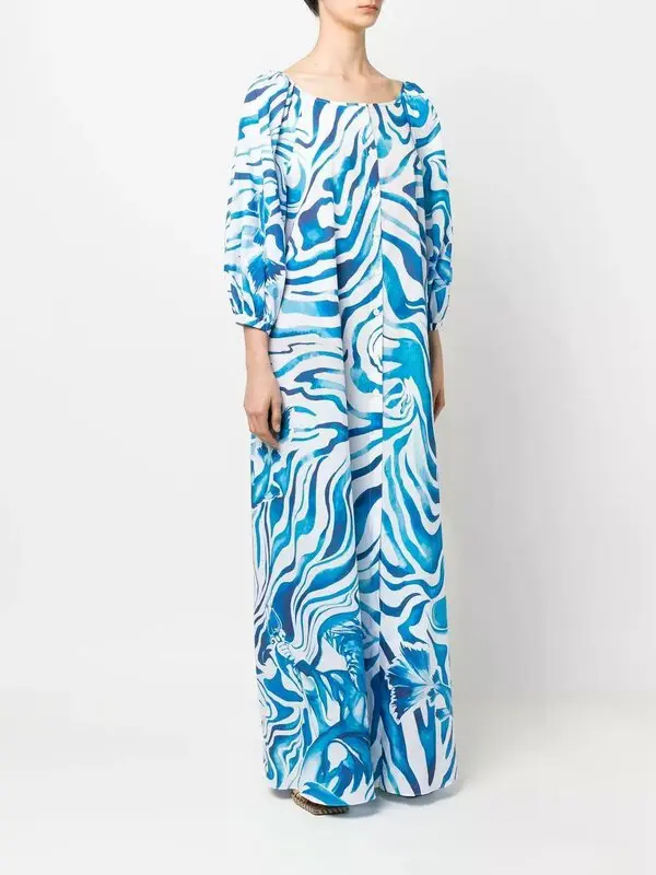 Alberta Ferretti Swirl Print Dress - Blue