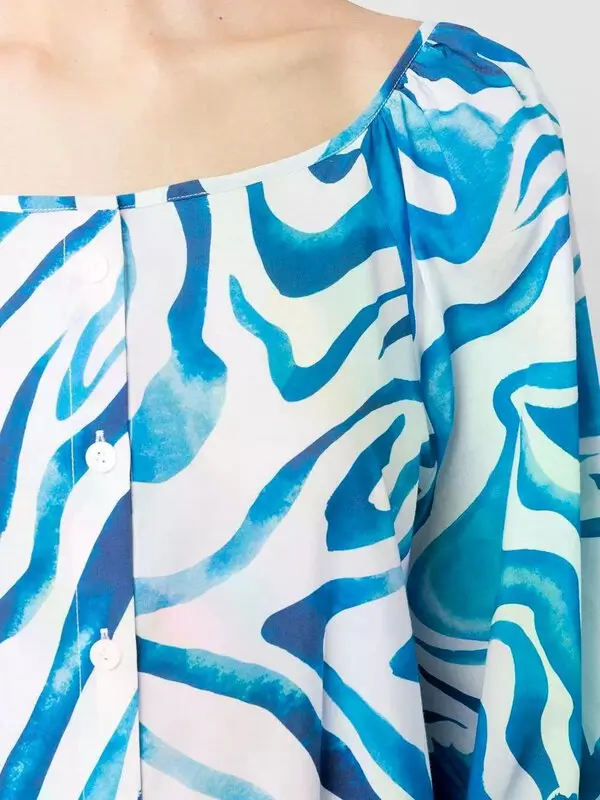 Alberta Ferretti Swirl Print Dress - Blue