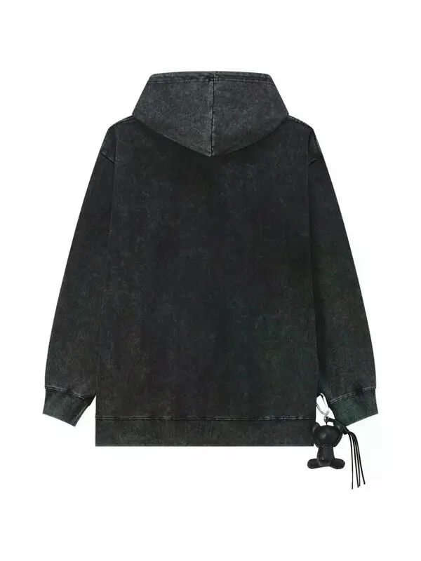 Izzue Acid-wash Logo-embroidered Hoodie