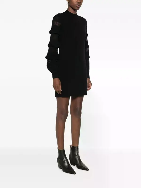 TWINSET Ruffled-sleeve Mini Knitted Dress - Black