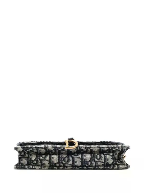 Dior Oblique Canvas Saddle Pouch Wallet On Chain Crossbody Bag - Blue