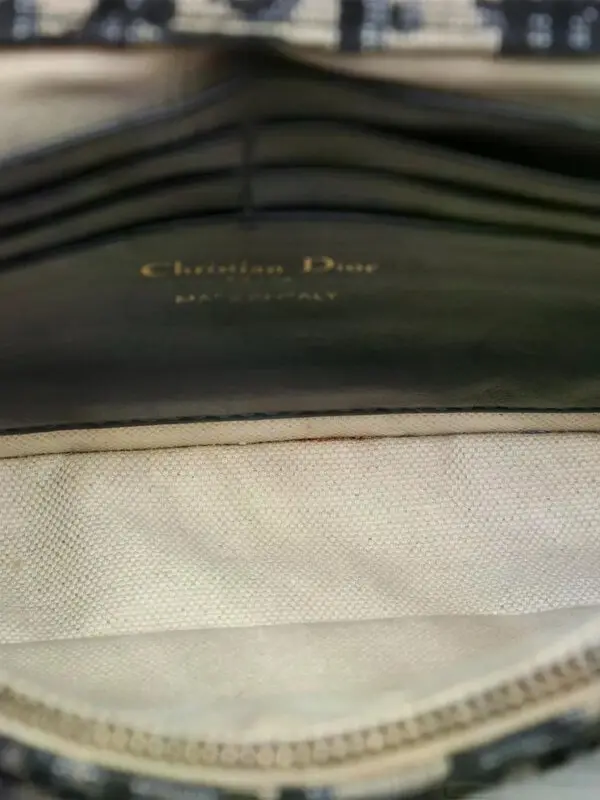 Dior Oblique Canvas Saddle Pouch Wallet On Chain Crossbody Bag - Blue